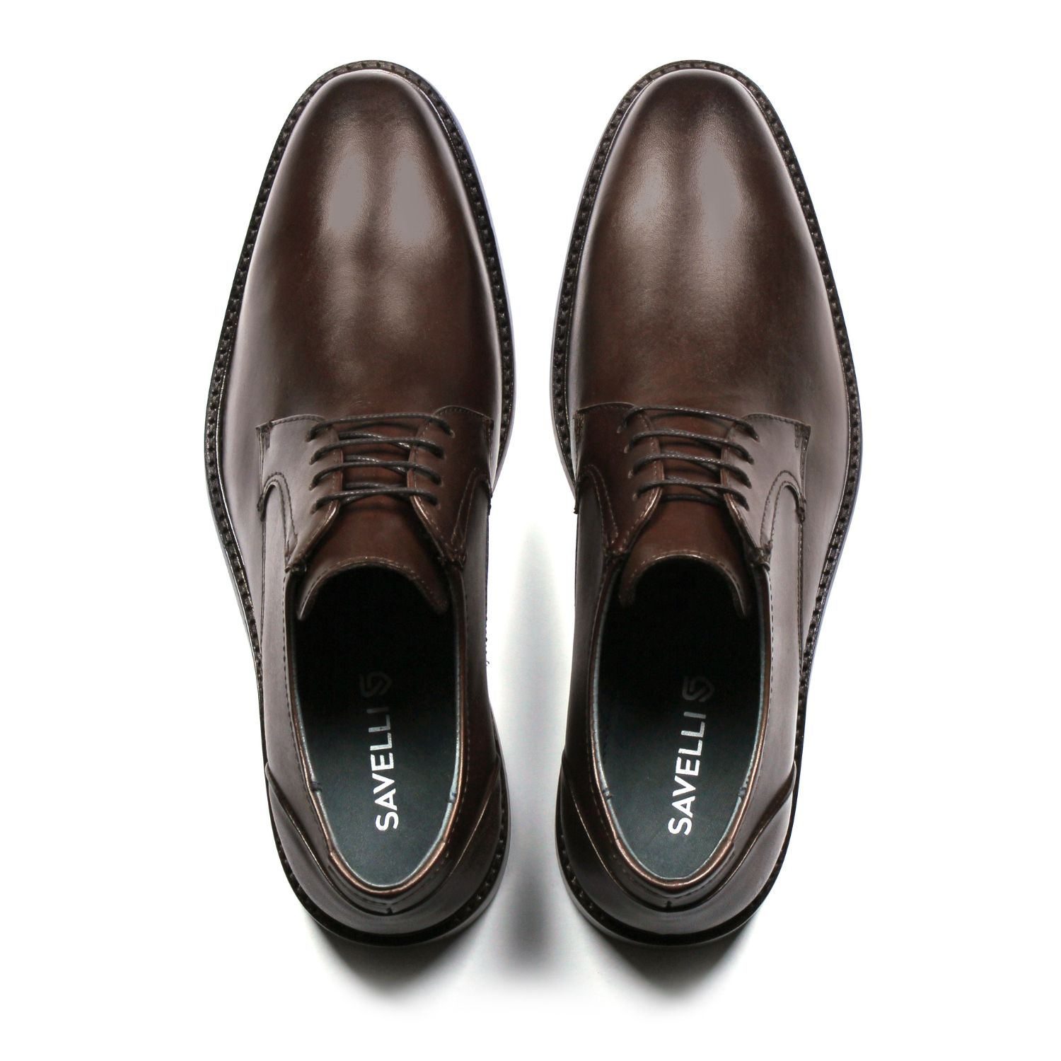 Buy Premium Laced Natural Leather Coffee Shoes | Savelli